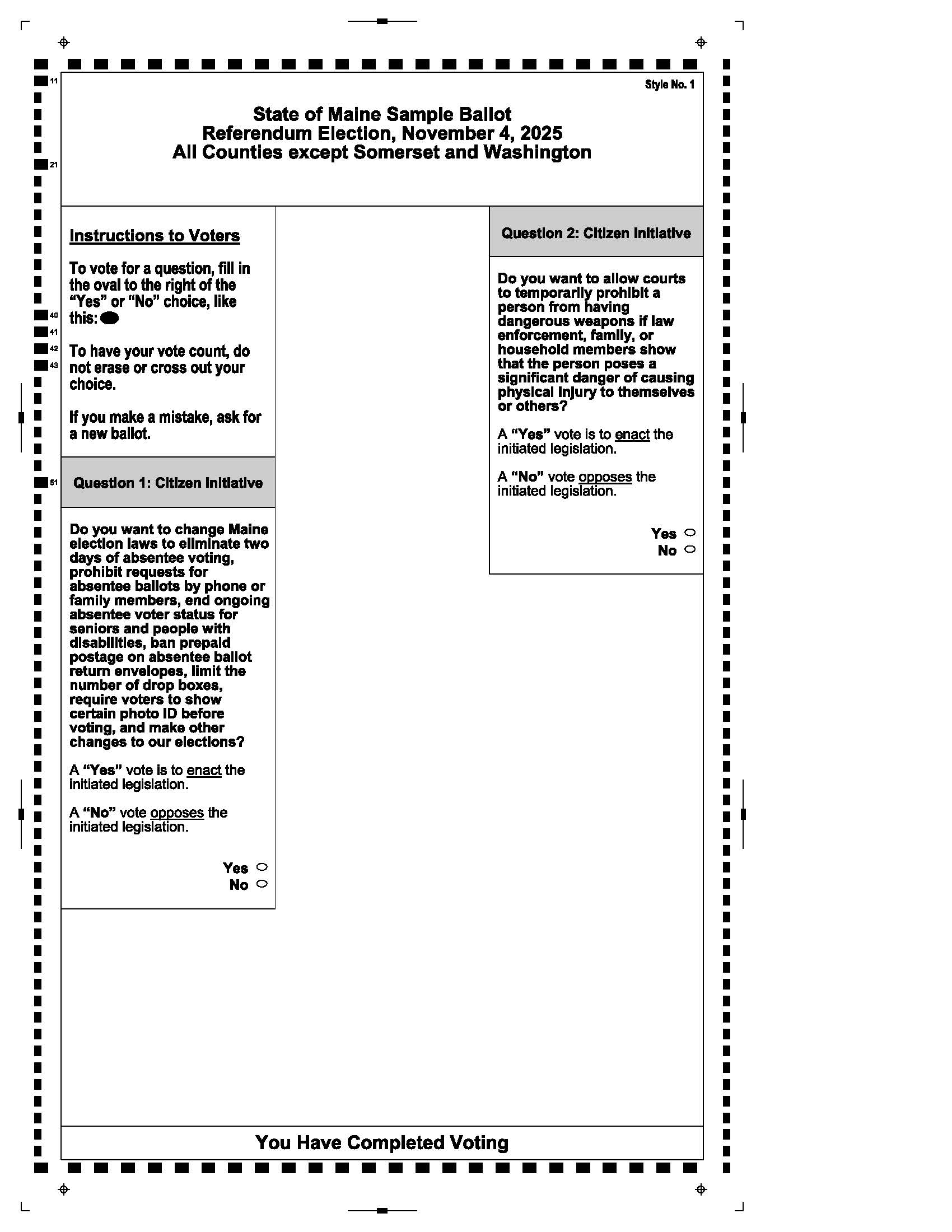 November 4th State Sample Ballot - Town of Woolwich